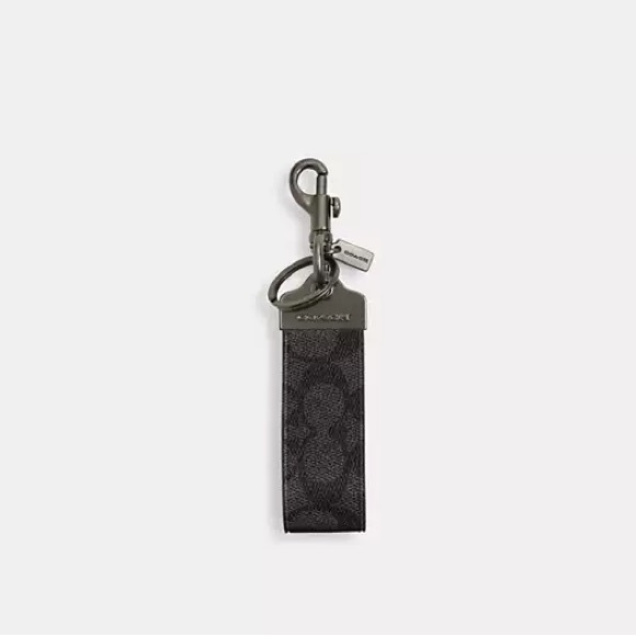 Coach | Accessories | Coach Loop Key Fob In Signature Canvas Gunmetal ...